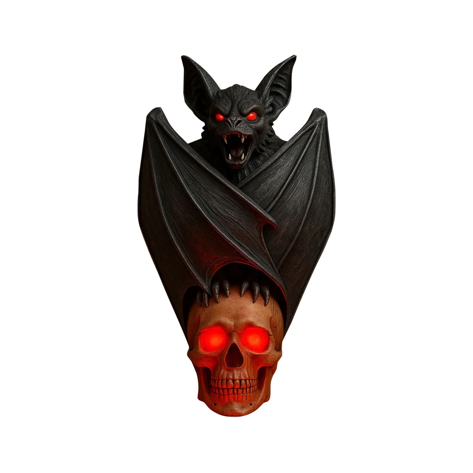 Bat Skull Wall Lamp 7 inches, Gothic Wall Sconce with 3D Skull and Bat ...