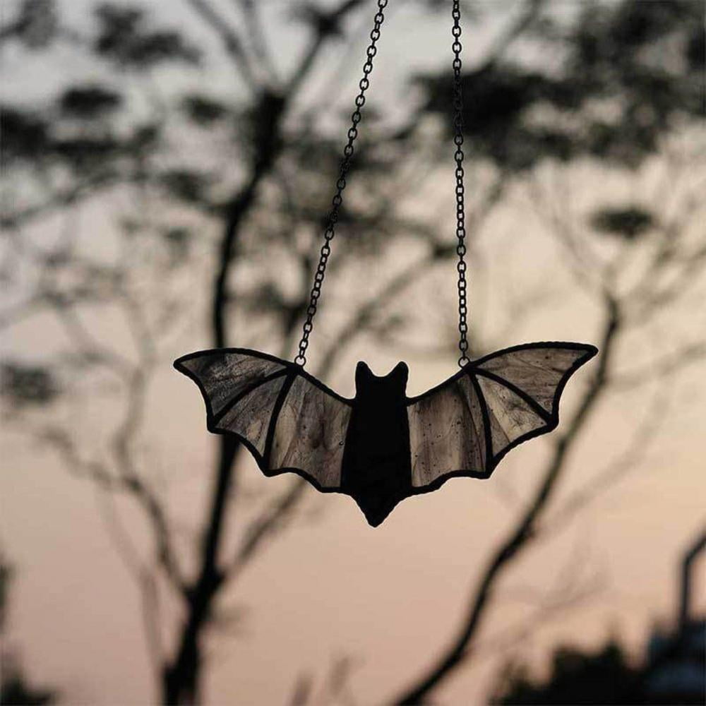 Bat Stained Glass Window Hanging Suncatcher for Window,Halloween Bat ...