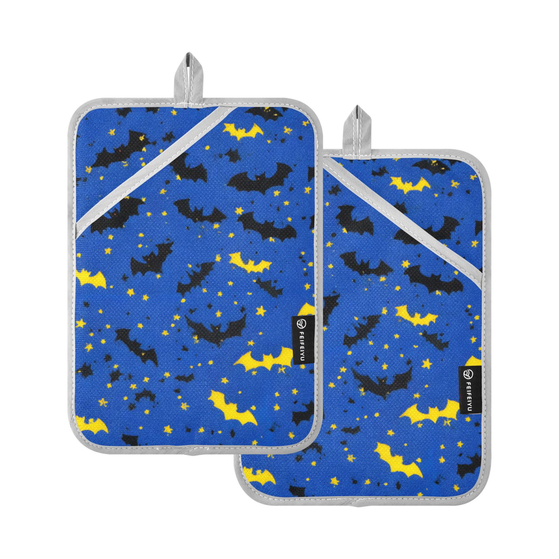 Bat Star Night Pot Holder Set 2 Piece Non-Slip Oven Hot Pads Heat ...