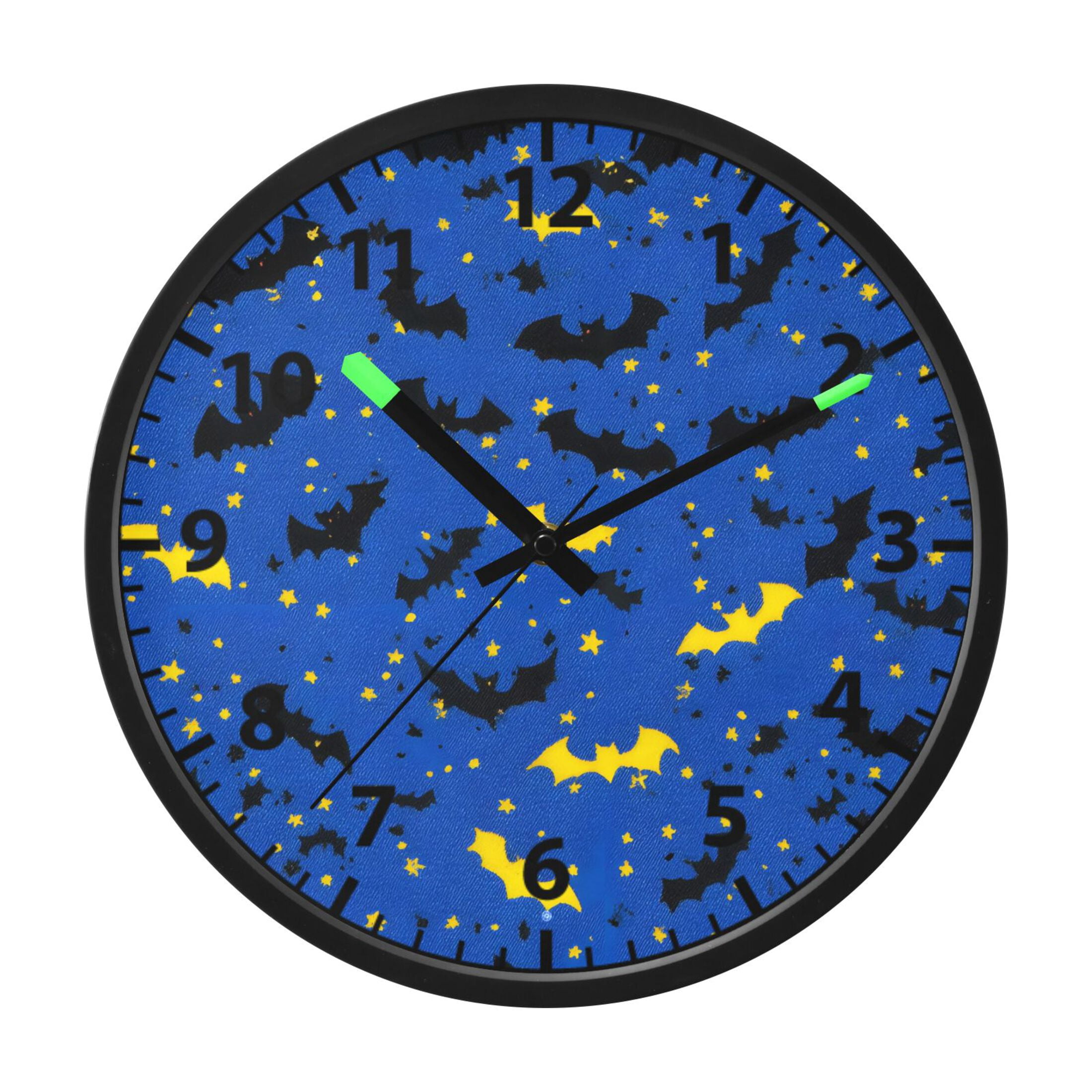 Bat Star Night Wall Clock 12 Inch Voice Activated Night Light Silent ...
