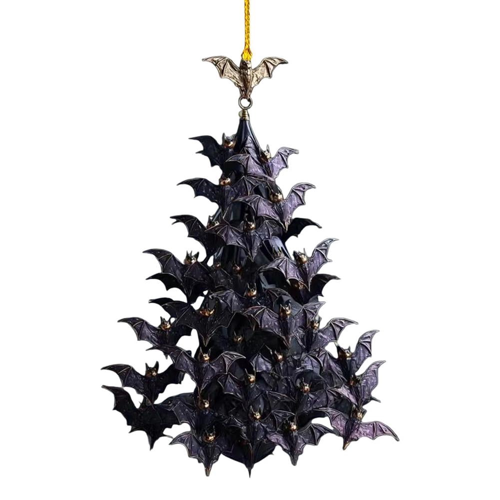 Bat Swarm Tree Ornament, Flying Bat Halloween Decoration, Spooky Cone ...