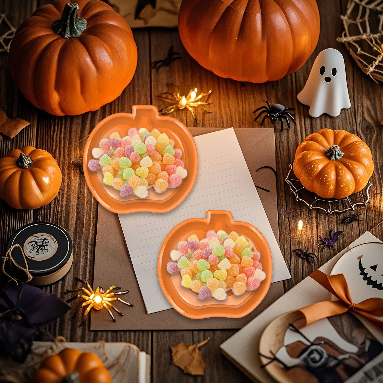 Bat-Themed Halloween Candy Tray - 2-Piece Plastic Serving Dish ...