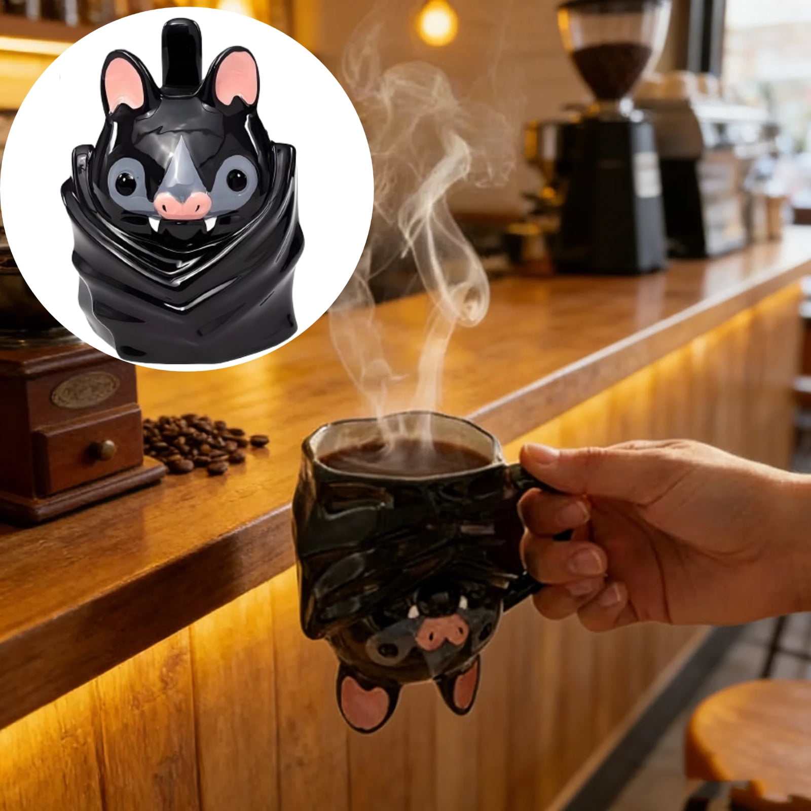 Bat Upside Down Shaped Mug, Cute 3D Inverted Bat Coffee Mug with ...