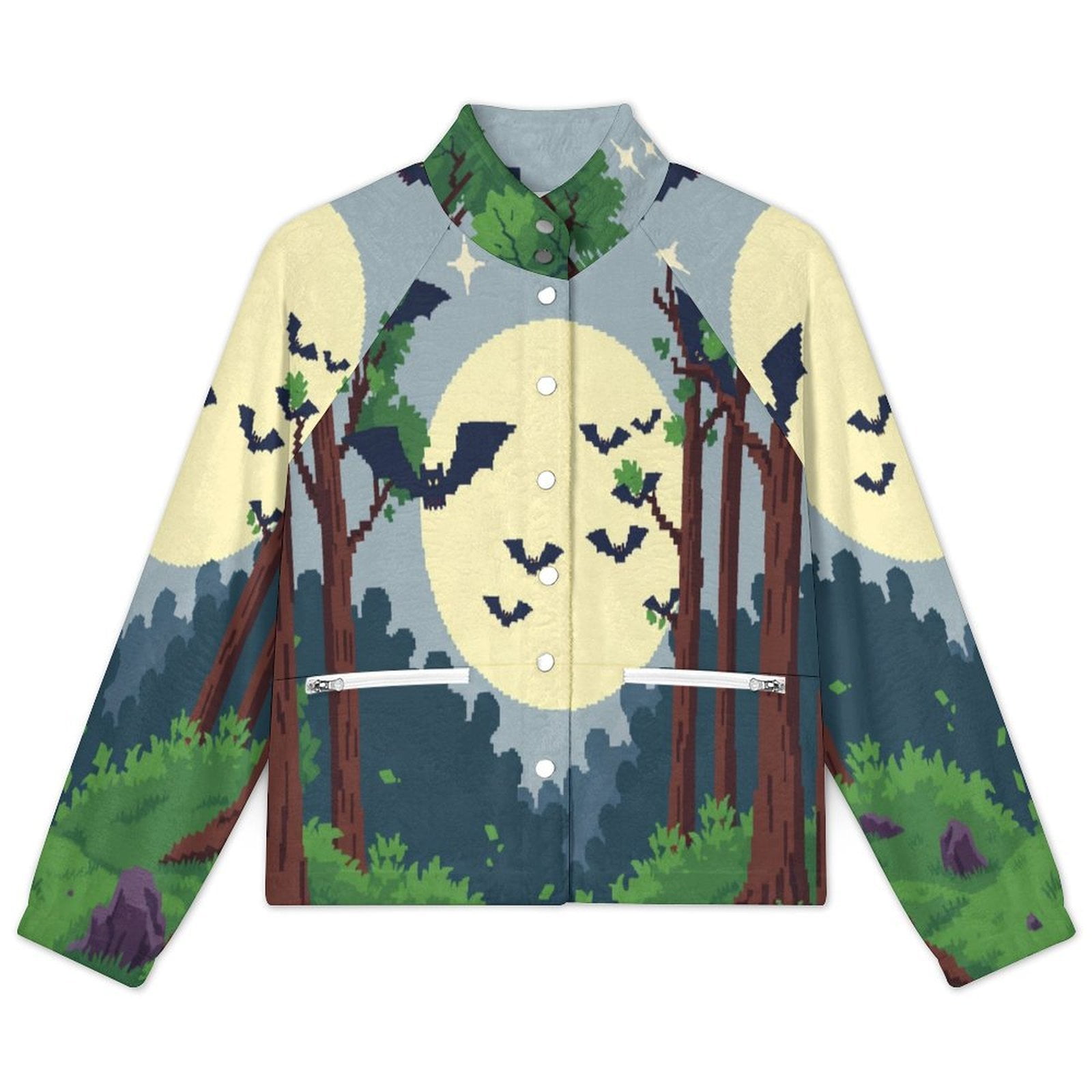Bat Warm Women's Plush Jacket Stand Collar Full Sleeve With Zipper ...