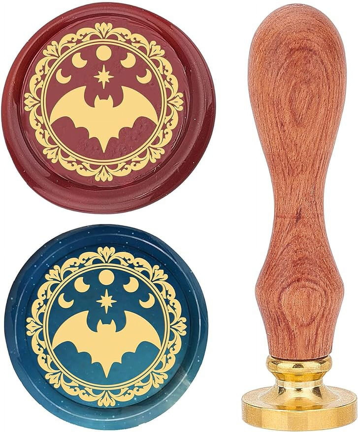 Bat Wax Seal Stamp 25mm Halloween Moon Phases Lace Border Sealing Wax ...