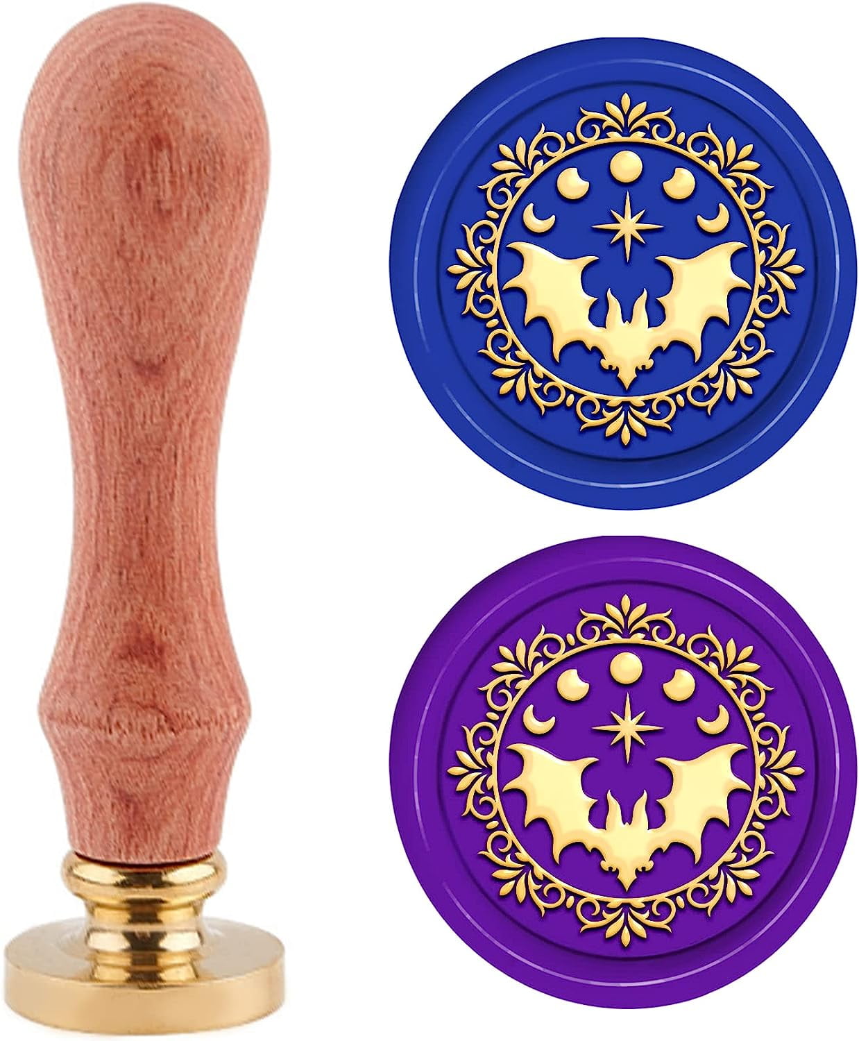 Bat Wax Seal Stamp Kit 30mm Moon Star Wax Sealing Stamp Removable Retro ...