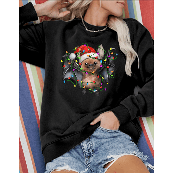 Bat With St Nick Hat Christmas Tree Lighting Funny Sweatshirt, for Men ...