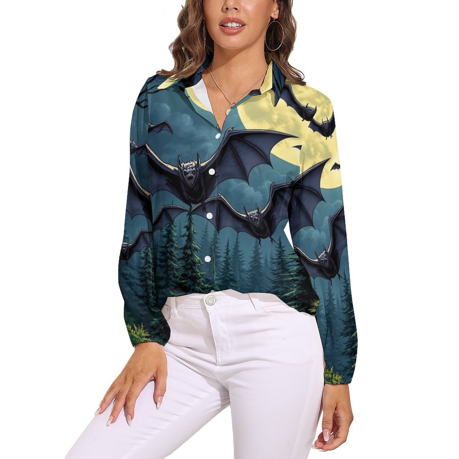 Bat Women Long Sleeve Shirts Clothing Autumn Tops Shirts Ladies ...