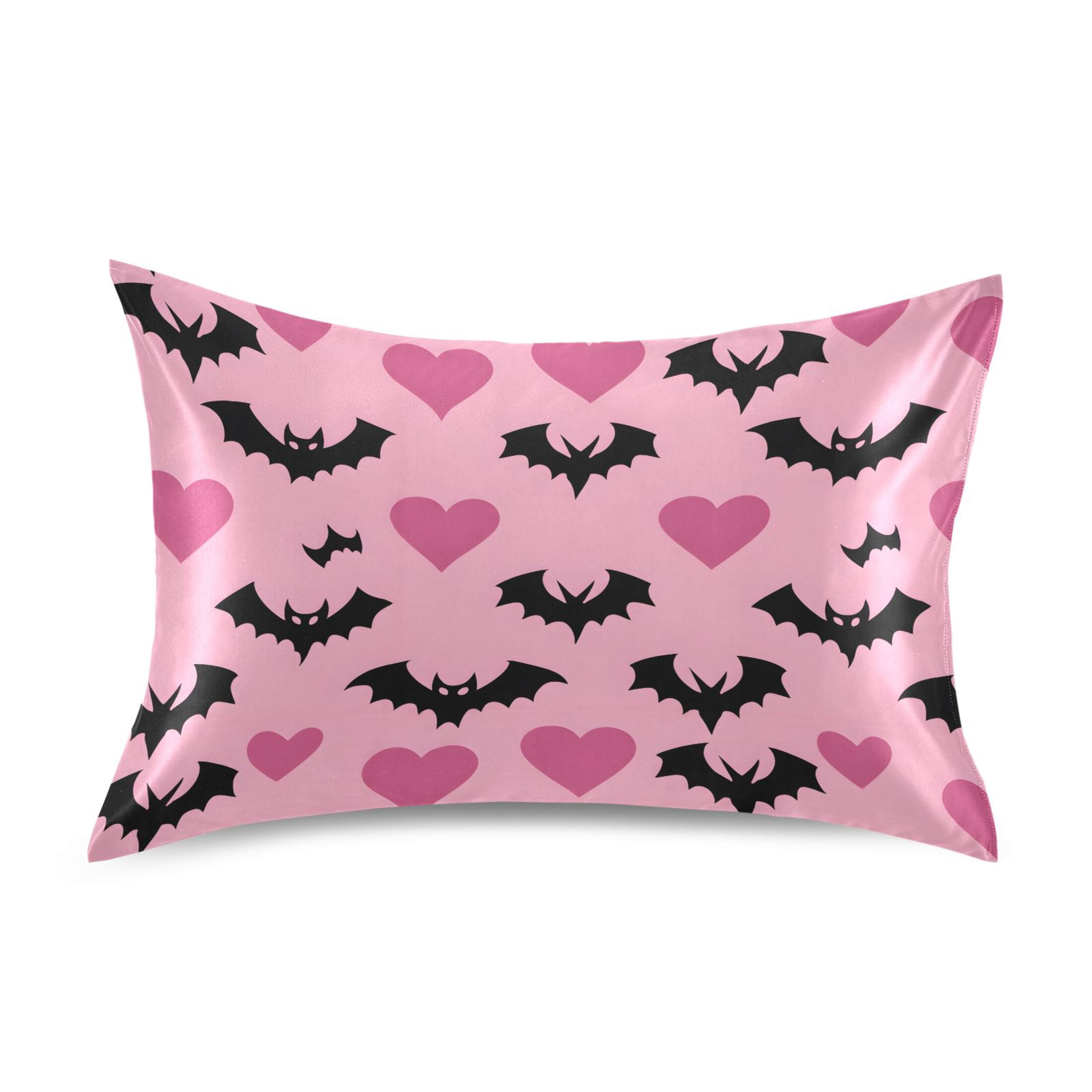 Bat and Love Pattern Pillowcase Queen Size 30''x20'' Satin Double-Sided ...