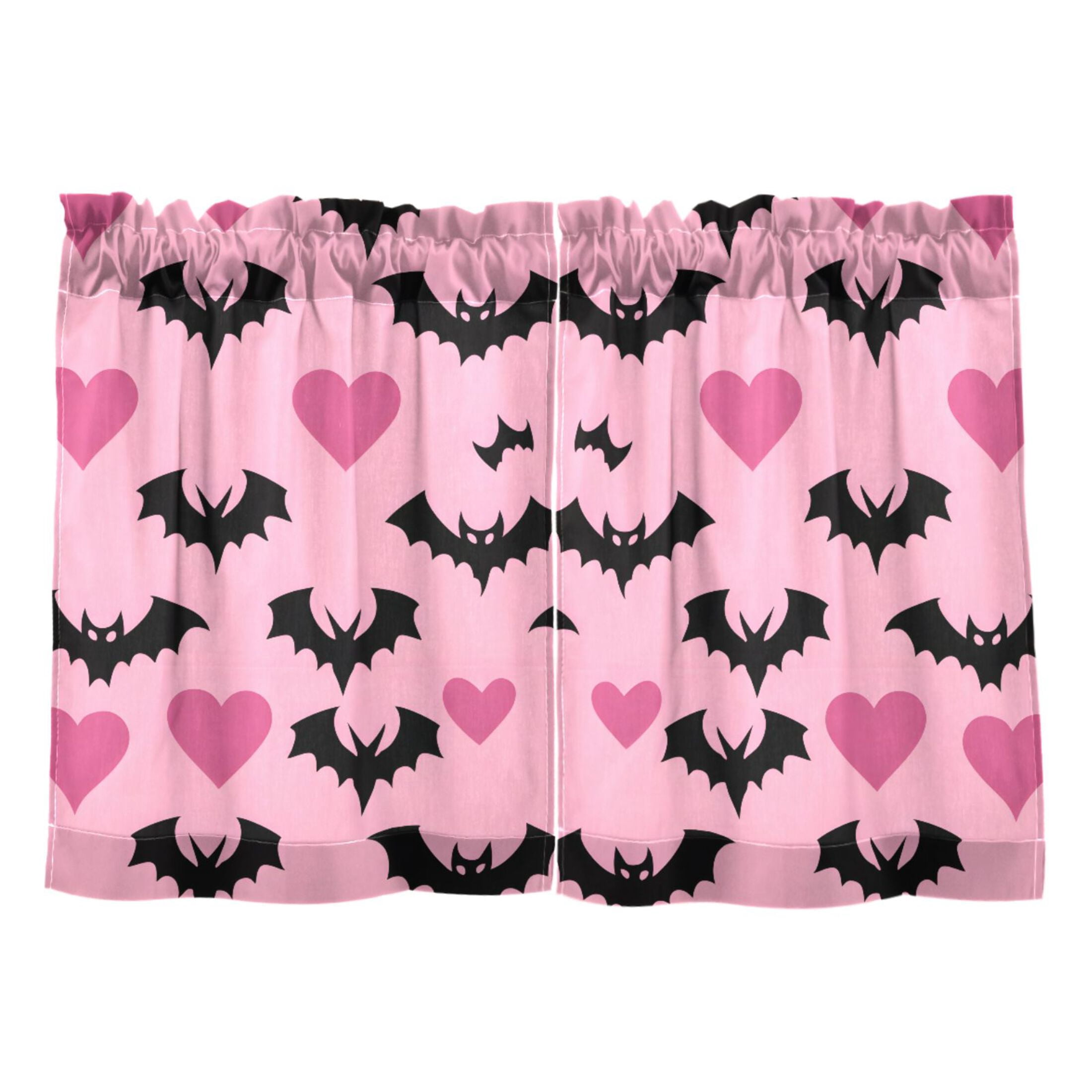 Bat and Love Pattern Tier Curtains Tier Kitchen Living Room Bedroom ...