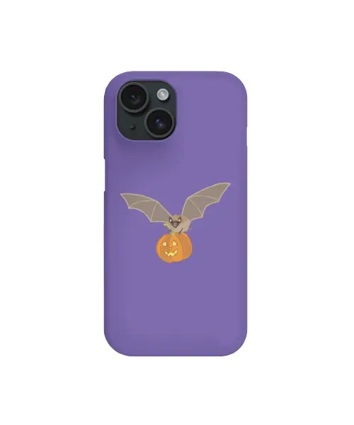 Bat and Pumpkin Spooky Halloween Art Phone Case for iPhone 16 15 14 13 ...