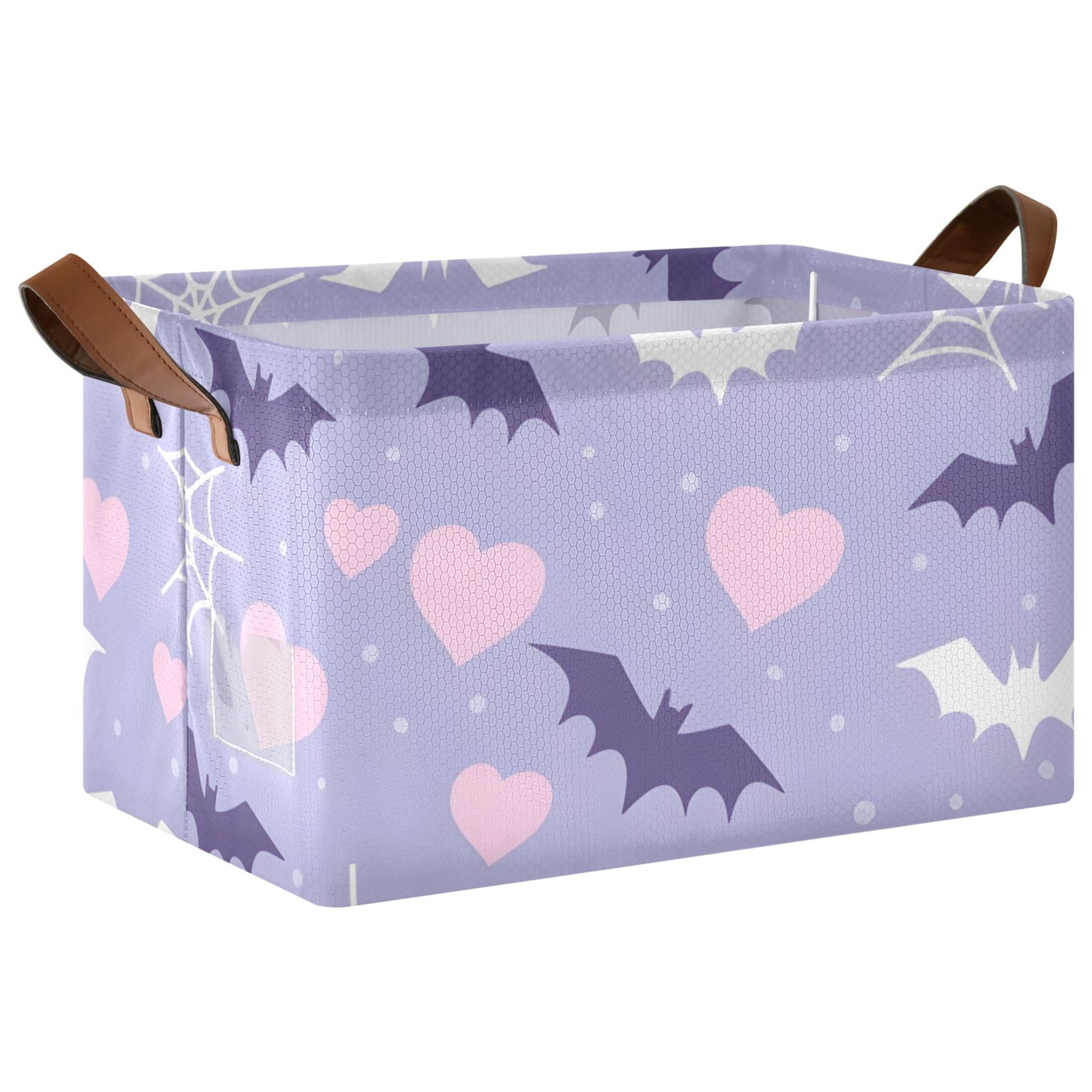 Bat and Webs Pattern Collapsible Storage Bin Open Home Shelf Basket ...