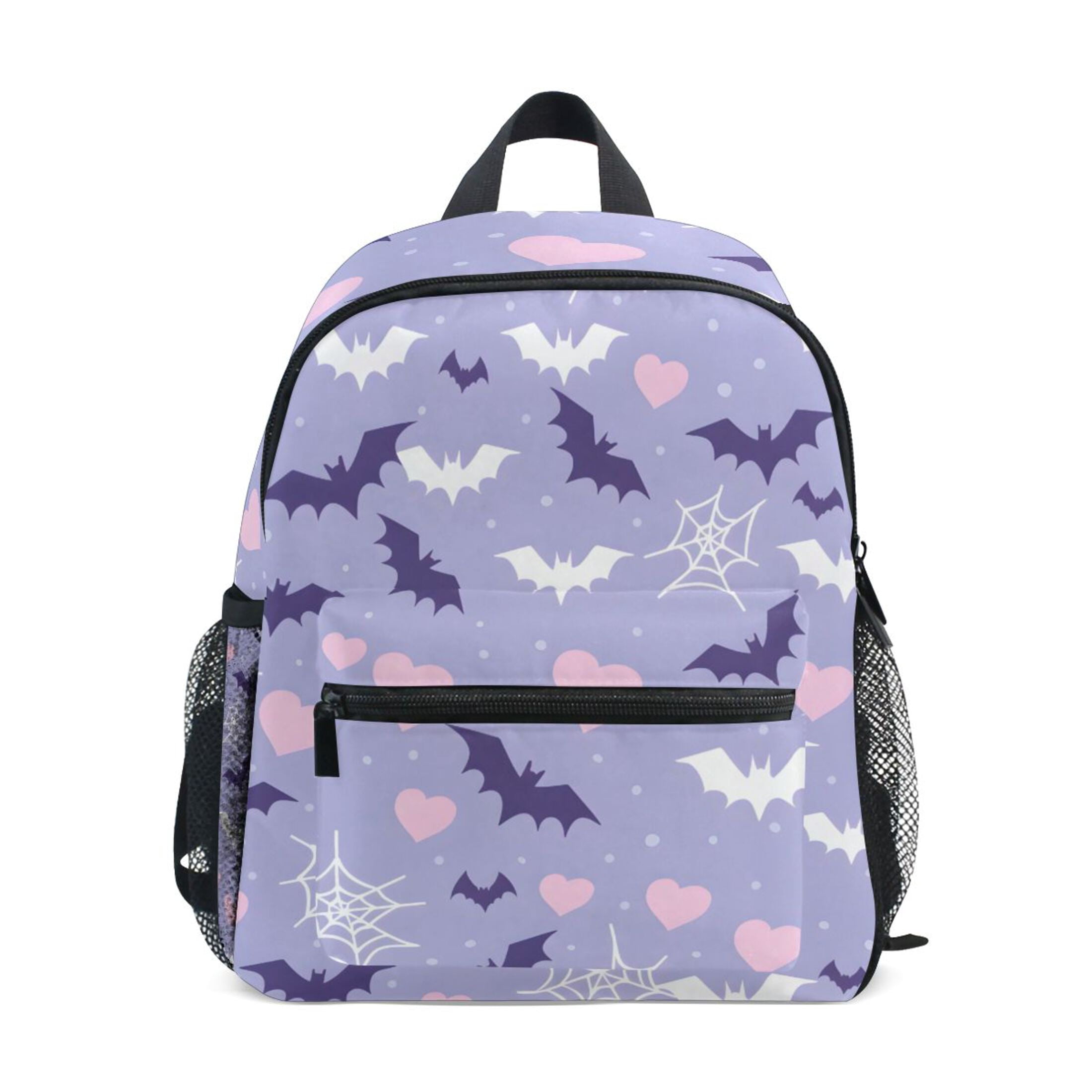 Bat and Webs Pattern Mini Backpack Cute Small Backpack with Chest Strap ...