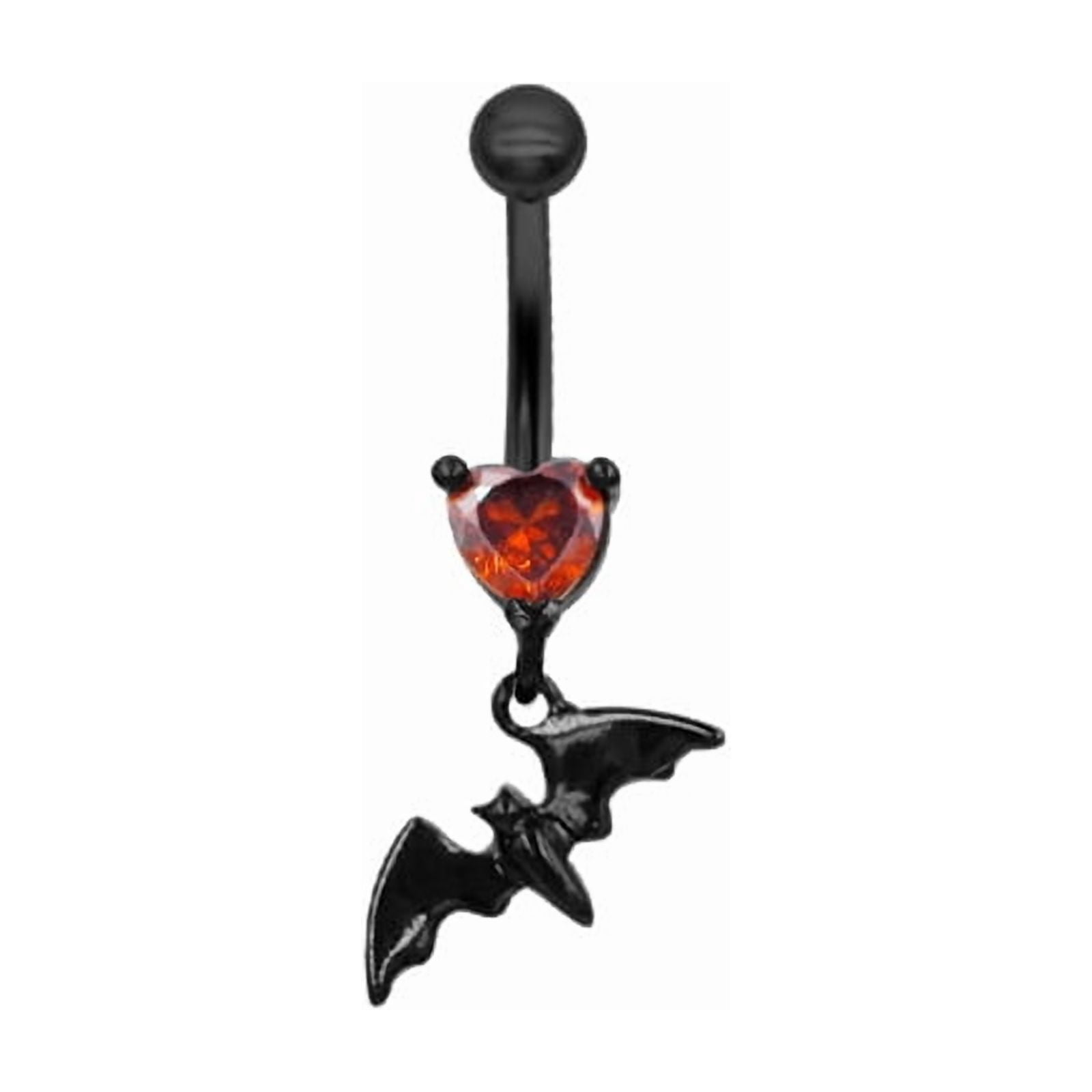 Bat eyebrow piercing, black hip-hop style heart-shaped zircon ear bone ...
