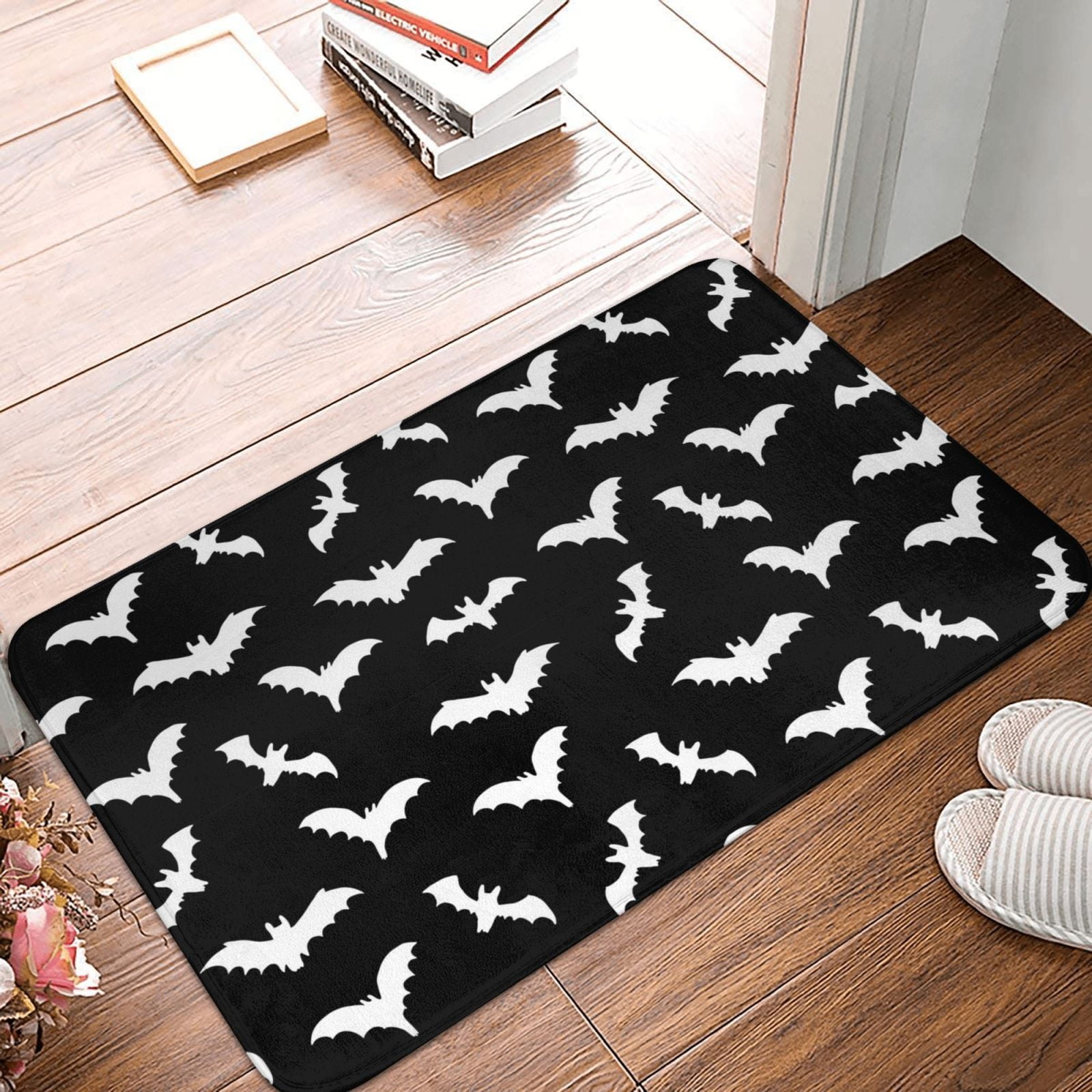 Bat halloween doodle cool black Front Door Mat, Front Door Mat Indoor ...
