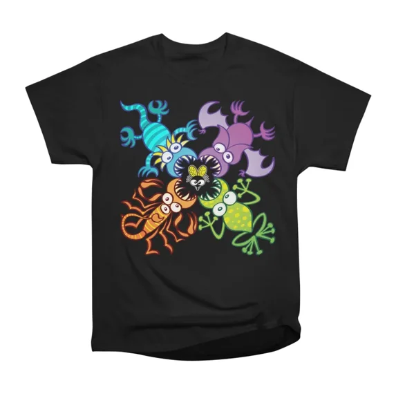Bat lizard scorpion and frog attacking a defenseless fly T-Shirt Tee ...