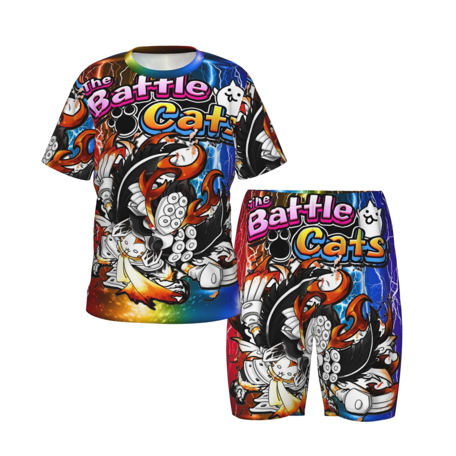 Bat-tle Cats Pajamas Set Summer Cartoon Printed Short Set Kid Sleepwear ...