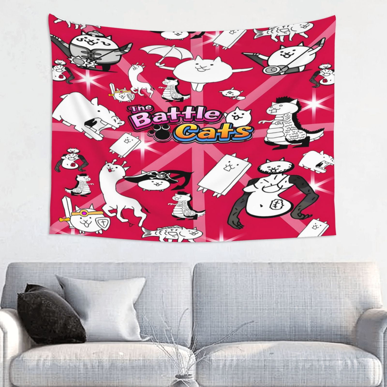 Bat-tle Cats Tapestry Kawaii Tapestry Room Decor Aesthetic Cute Room ...