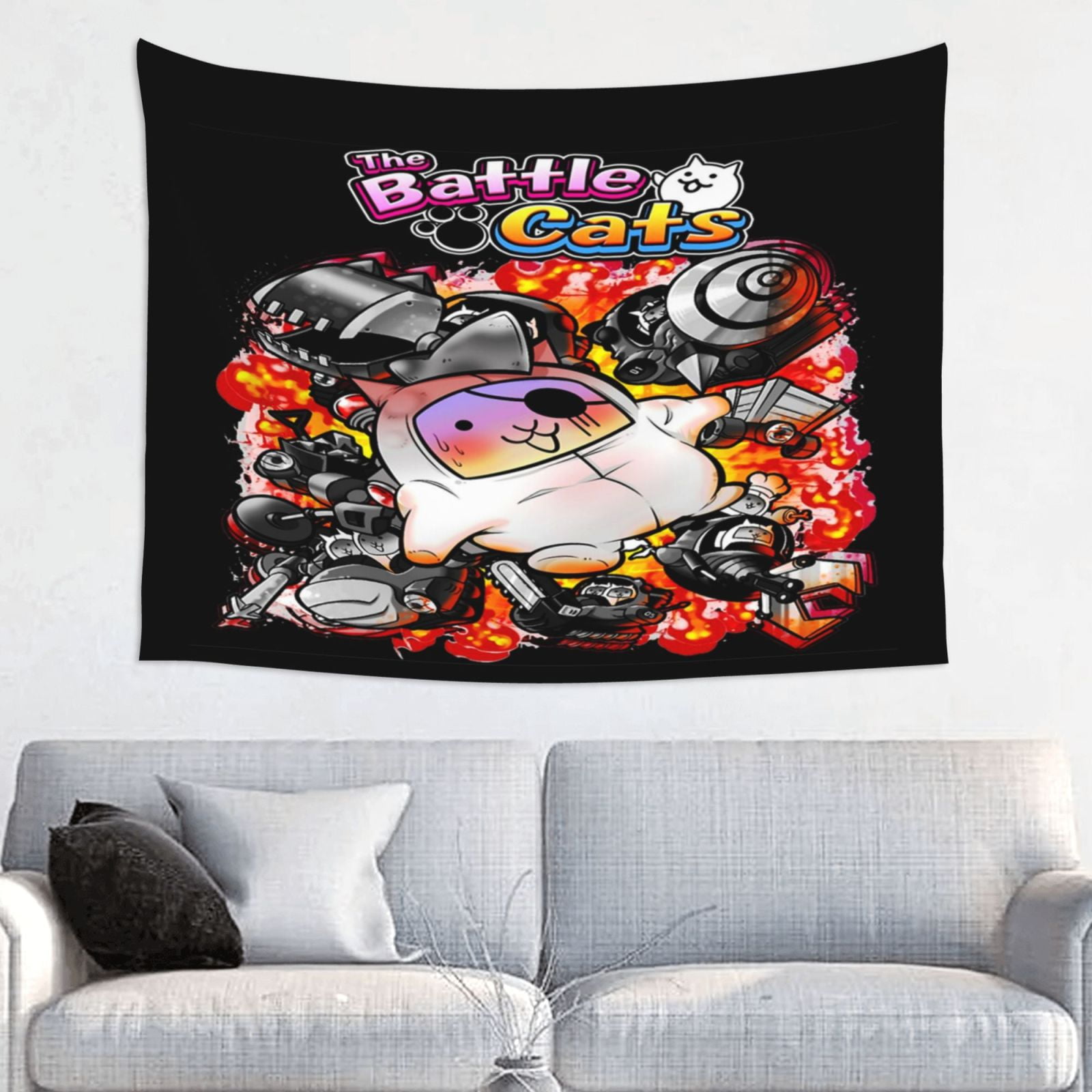 Bat-tle Cats Tapestry Kawaii Tapestry Room Decor Aesthetic Cute Room ...