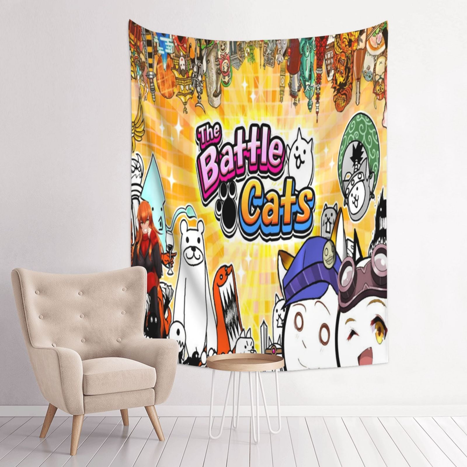 Bat-tle Cats Tapestry Kawaii Tapestry Room Decor Aesthetic Cute Room ...