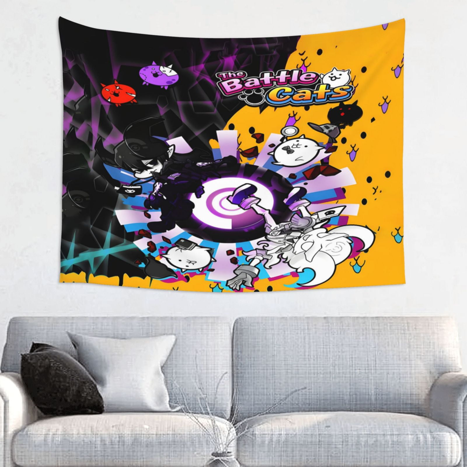 Bat-tle Cats Tapestry Kawaii Tapestry Room Decor Aesthetic Cute Room ...