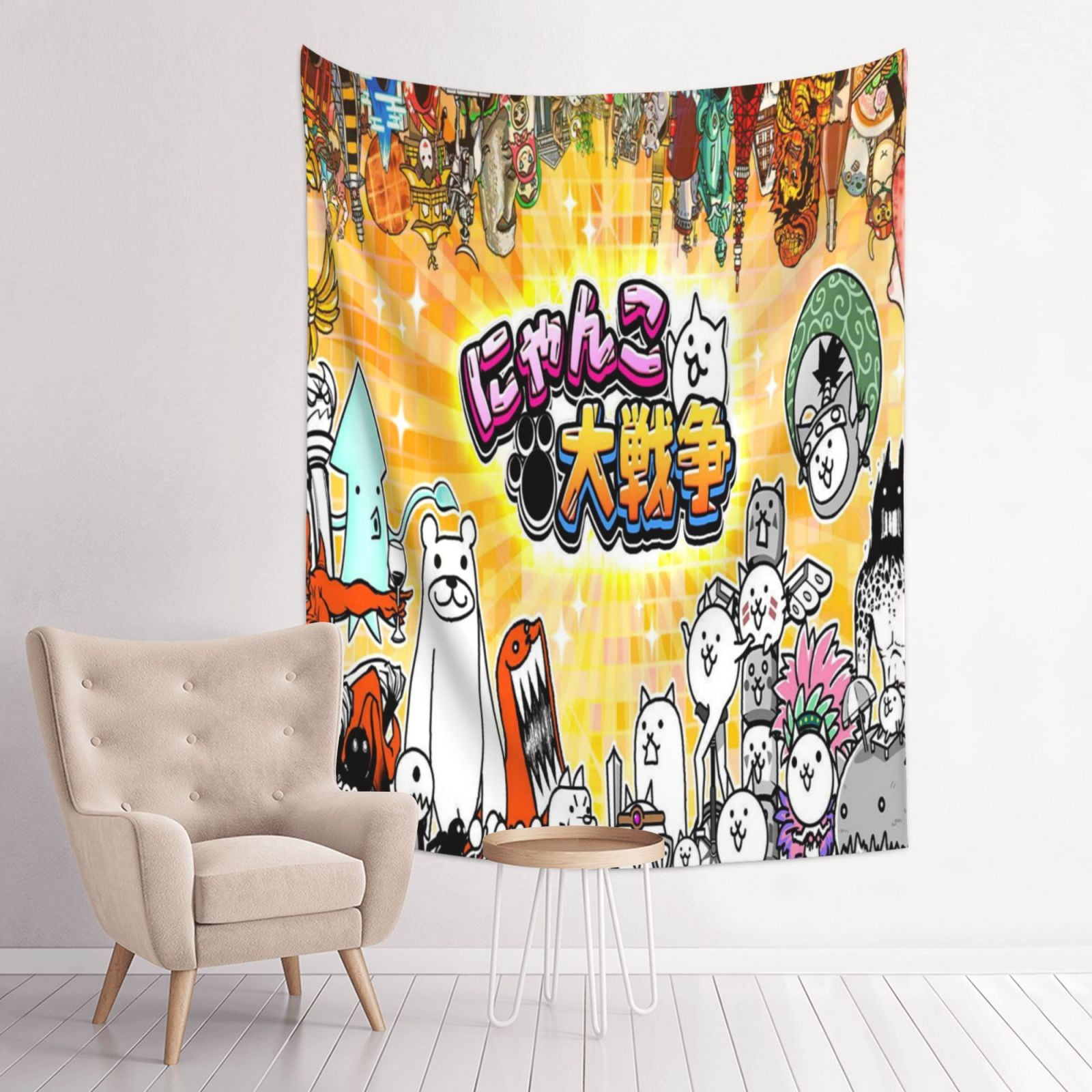 Bat-tle Cats Tapestry Kawaii Tapestry Room Decor Aesthetic Cute Room ...