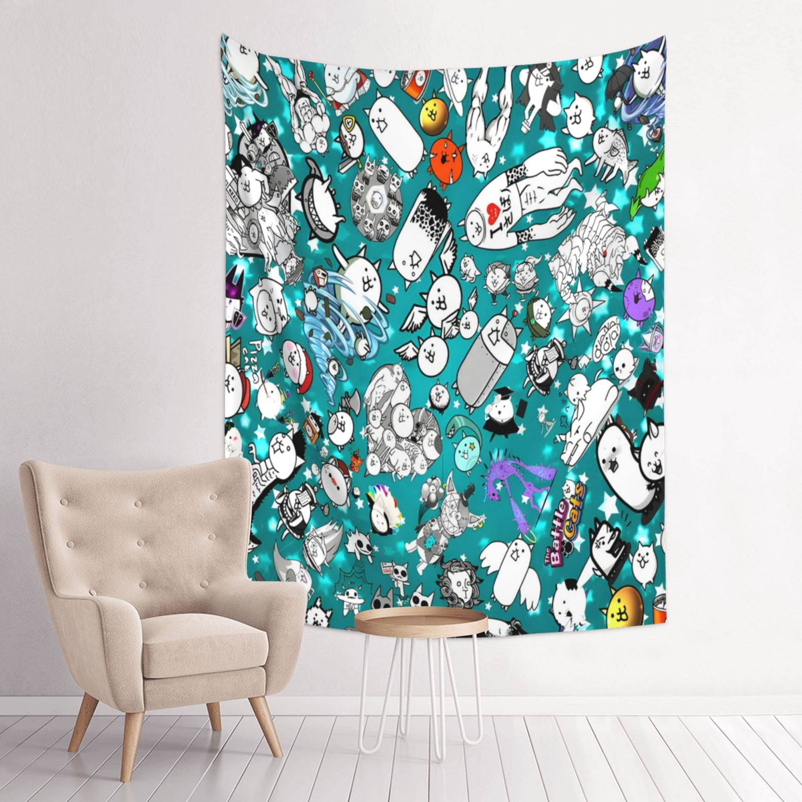 Bat-tle Cats Tapestry Kawaii Tapestry Room Decor Aesthetic Cute Room ...