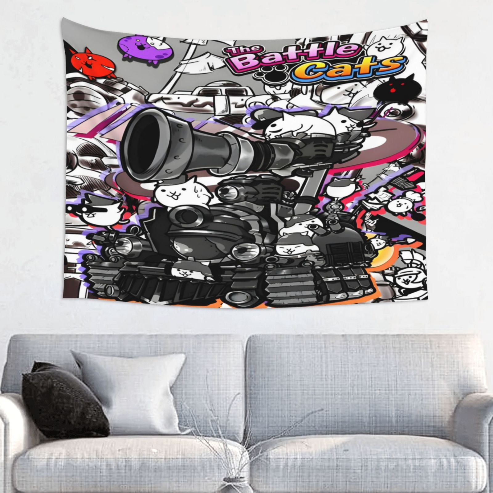 Bat-tle Cats Tapestry Kawaii Tapestry Room Decor Aesthetic Cute Room ...