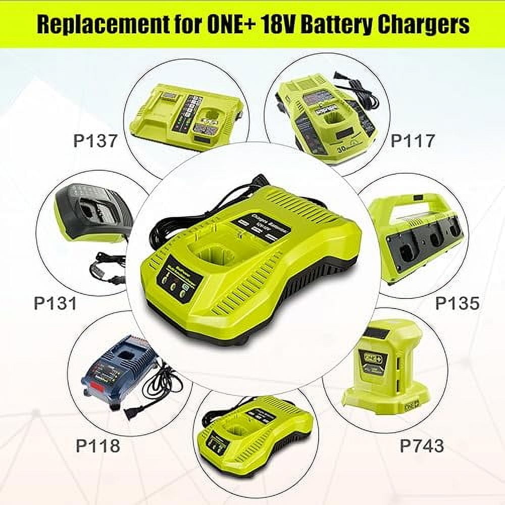 BatPower 2 Pack 6.5AH 18V Lithium Battery with Charger Combo for Ryobi 18 Volt Battery and ...