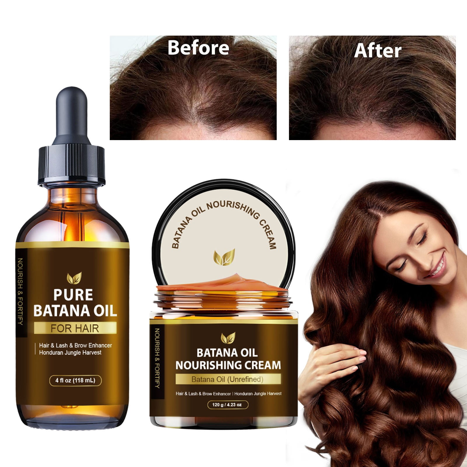 Batana Oil Hair Care Set with Shampoo and Conditioner, Deeply Nourishes ...
