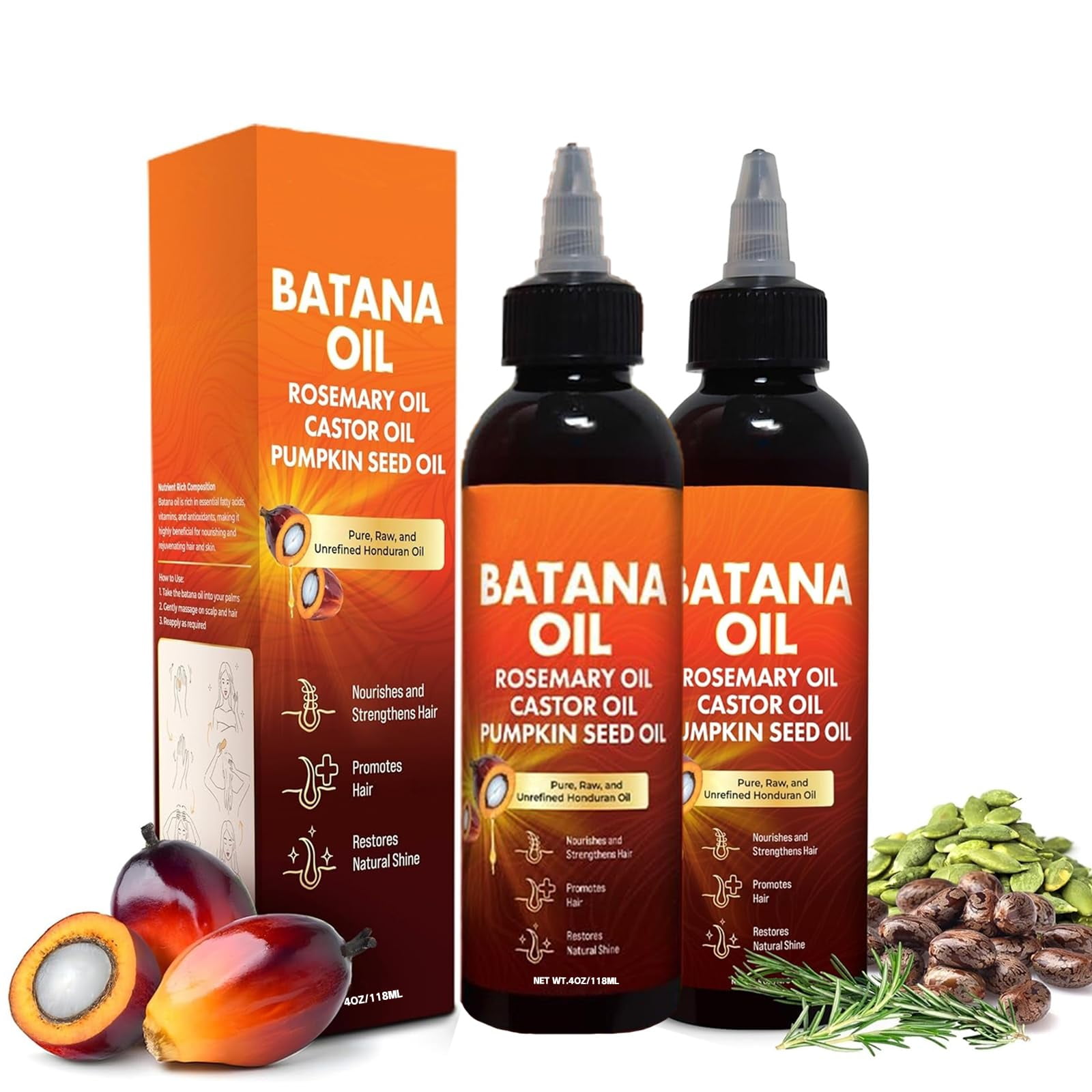 Batana Oil for Hair,4-in-1 Liquid Batana Oil with Rosemary,Pumpkin Seed ...
