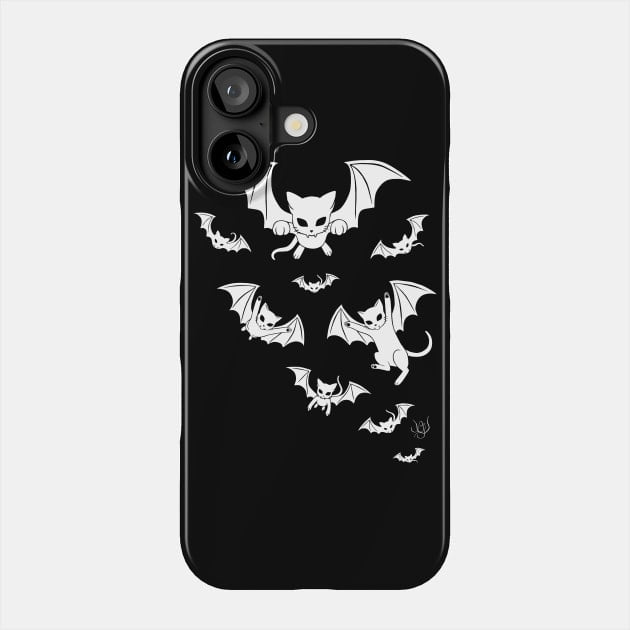Batcat Black and White Cartoon Halloween Illustration Phone Case for ...