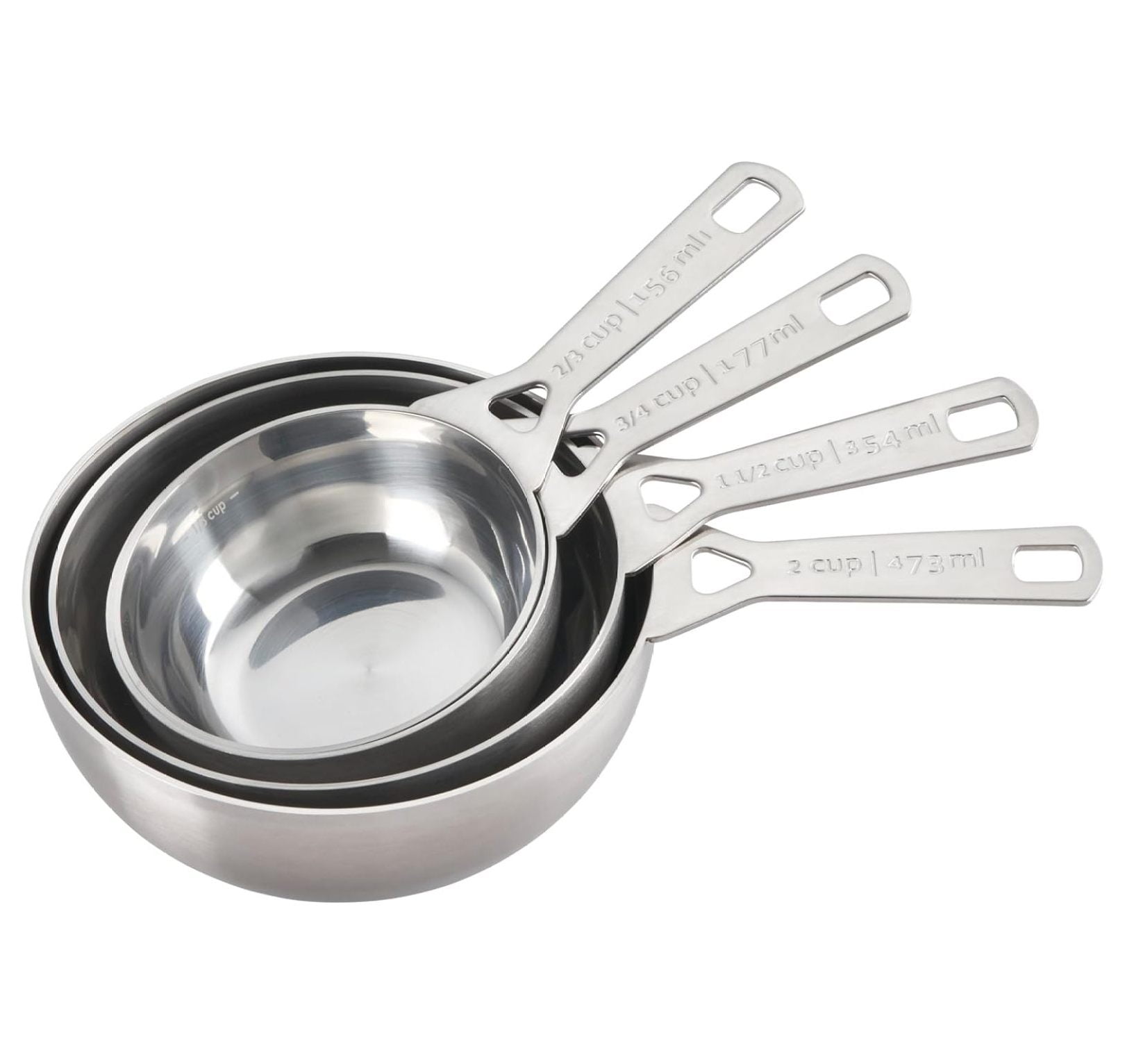 Batch-Baking Measuring Cups, Stainless Steel, Set of 4 (2/3 & 3/4 & 1.5 ...