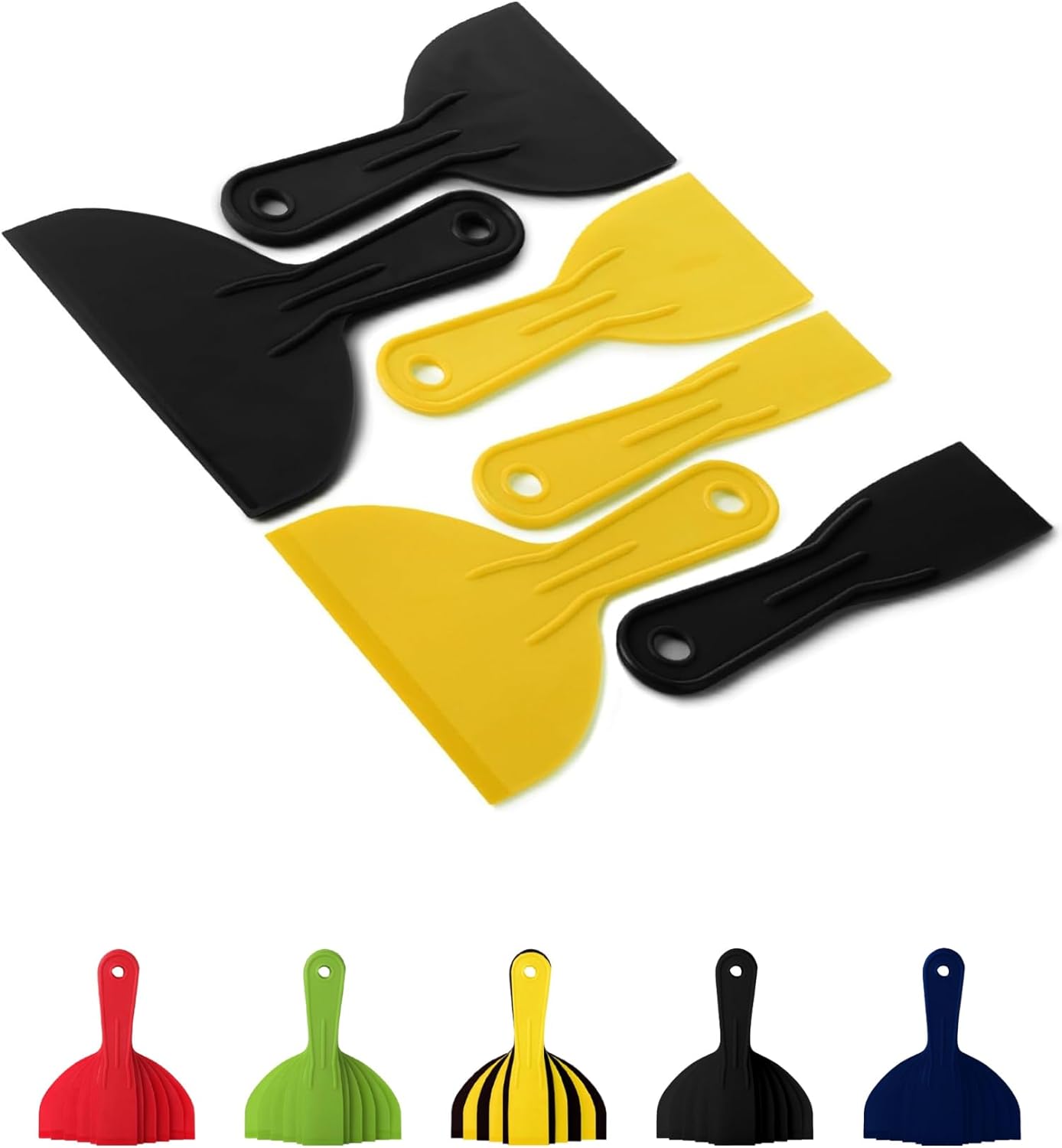 Bates 6 Pack Plastic Putty Knife Set - Black & Yellow, Paint Scraper ...