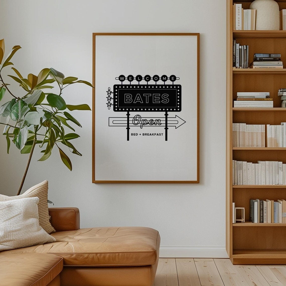 Bates Bed And Breakfast, Retro Motel Sign Art Print, Vintage Wall Art ...