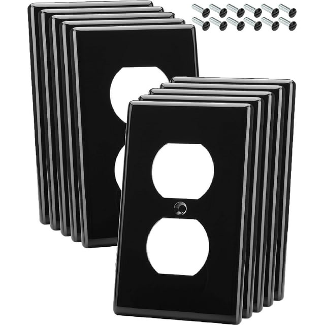 Bates- Black Outlet Covers Wall Plate, 10 Pack, Duplex Receptacle ...