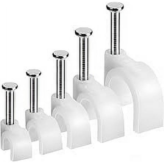 Bates- Cable Clips with Steel Nails, White, 360 pcs, 4mm 5mm 6mm 8mm ...