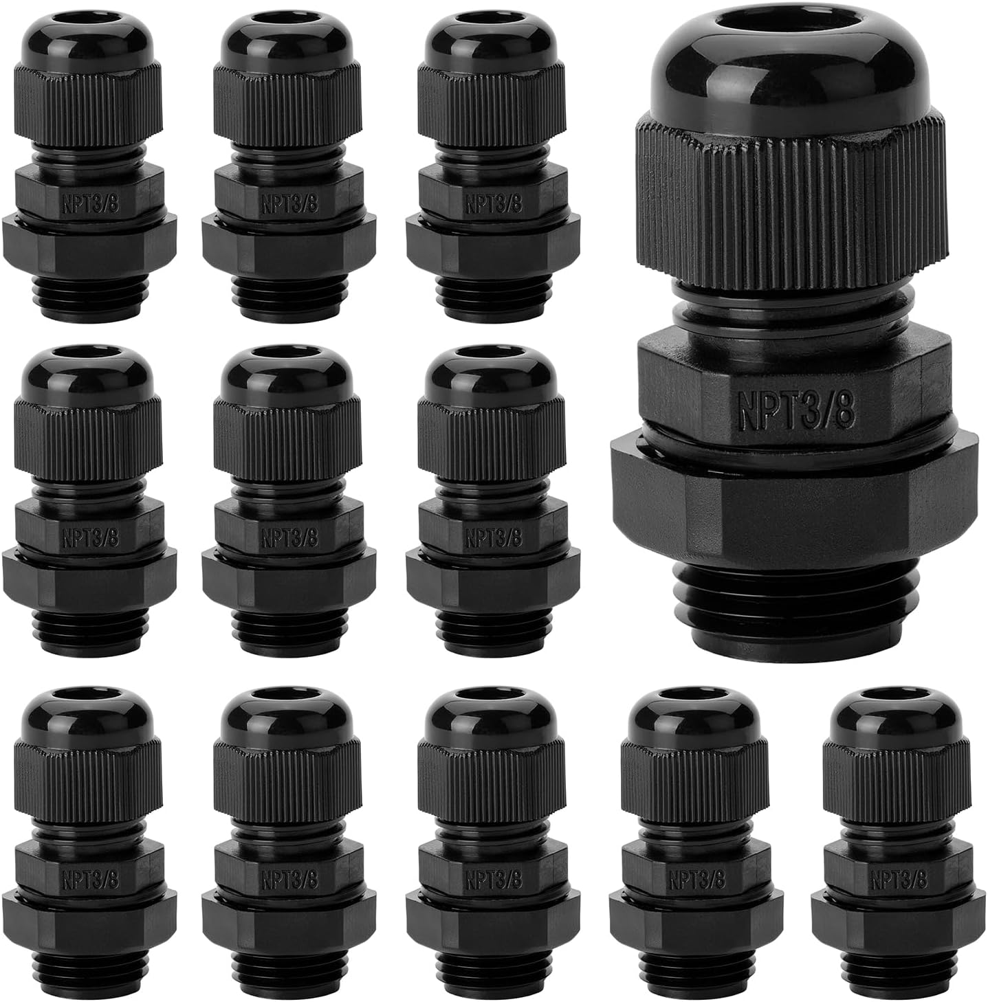 Bates- Cable Gland, 12 Pack, 3/8 NPT, Nylon Strain Relief Cord ...