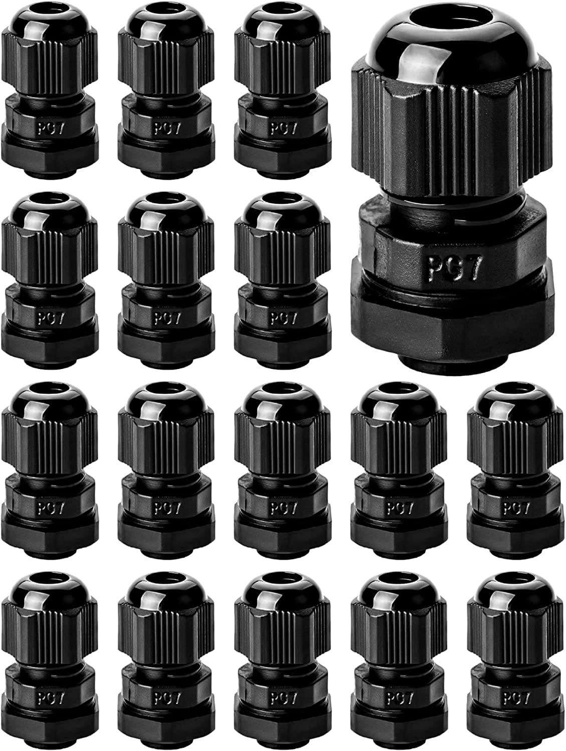 Bates- Cable Gland, PG7, 20 Pack, 3-6.5 mm Cable Gland Connectors ...