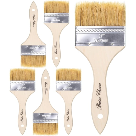 Bates, Chip Paint Brushes, 3 Inch, 6 Pack, Natural Bristles - Walmart.com