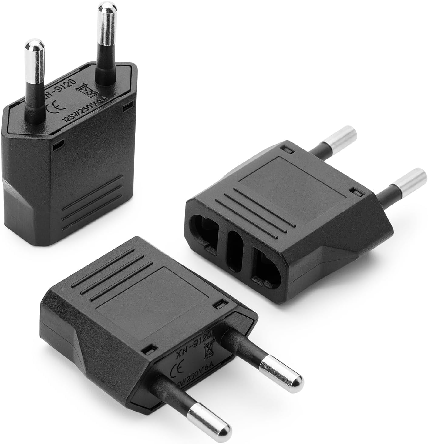 Bates European Plug Adapters Set 3 pcs Black Travel Adapter US to ...