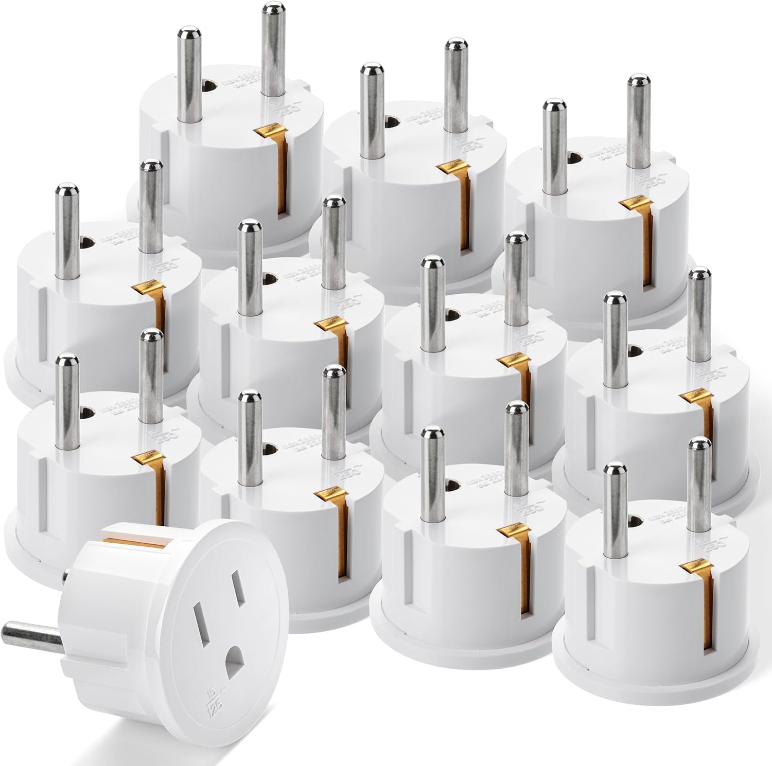 Bates- European Travel Plug Adapter, 12 Pack, European Plug Adapter, US ...