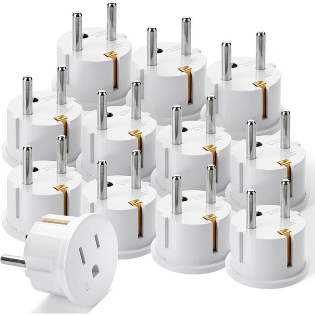 Bates- European Travel Plug Adapter, 12 Pack, European Plug Adapter, US ...