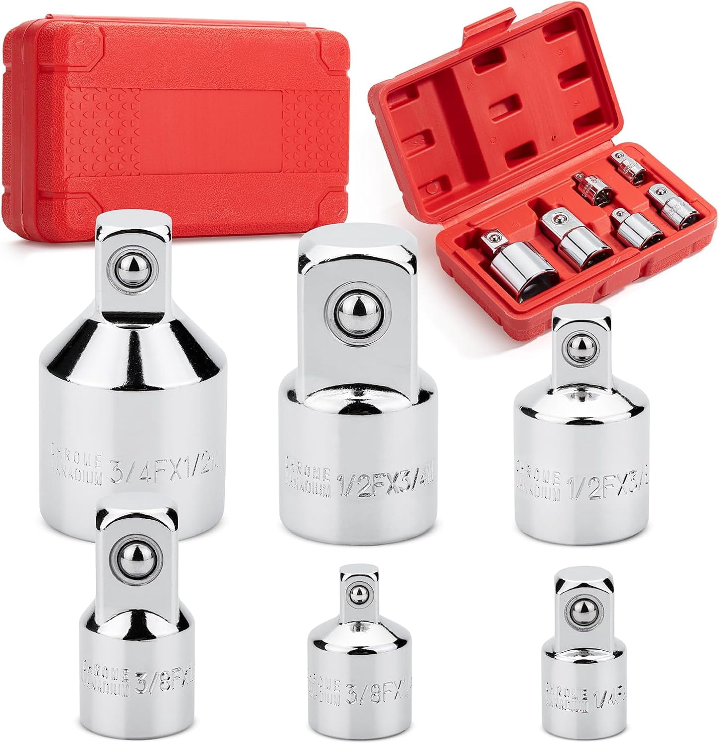 Bates- Impact Socket Adapter and Reducer Set, 6 pcs, Silver, 1/4", 3/8 ...