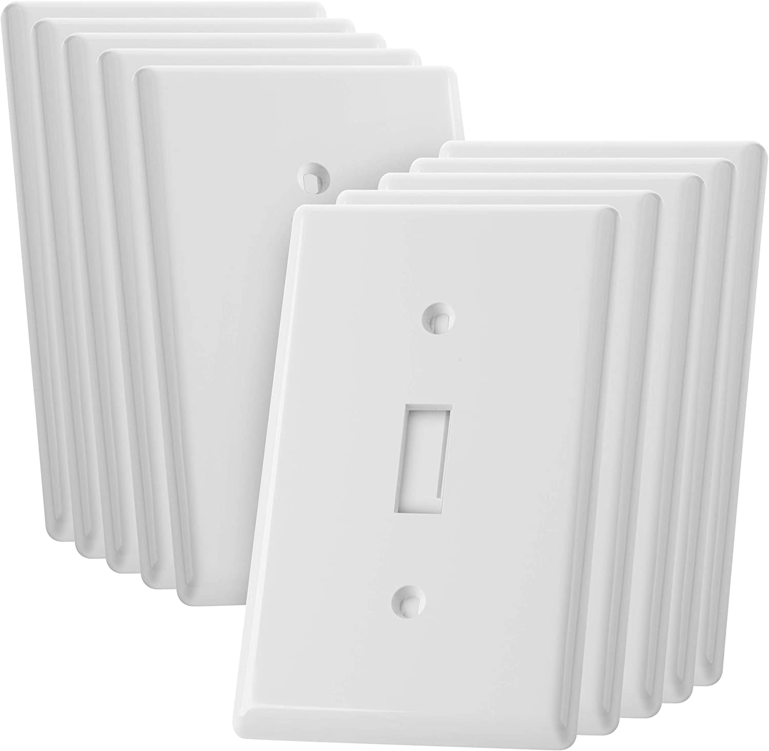 Bates- 10 Pack White Plastic Electrical Wall Light Switch Covers, 1 ...