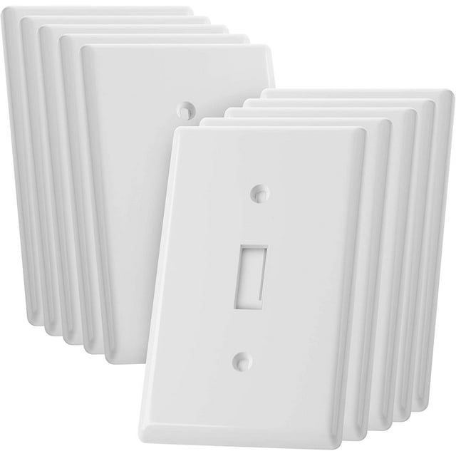 Bates- 10 Pack White Plastic Electrical Wall Light Switch Covers, 1 ...