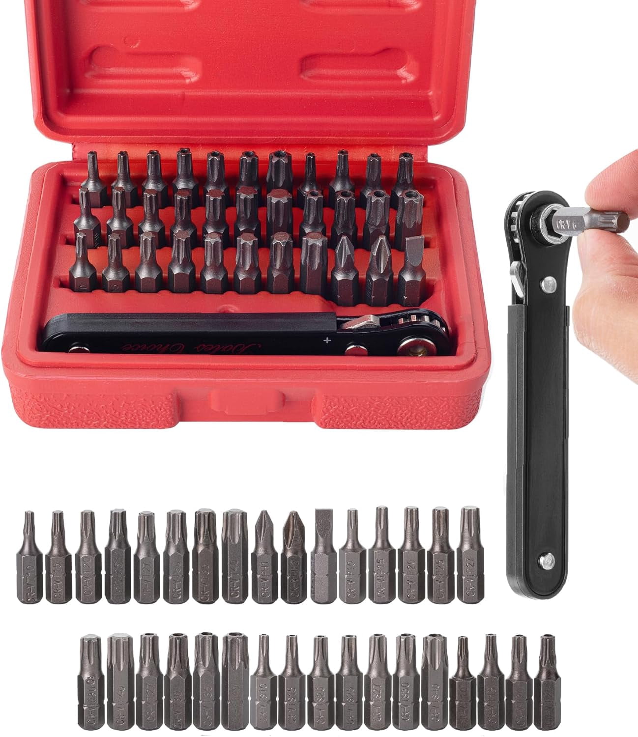 Bates- Mini Ratchet Set, 34 pcs, 1/4-Inch Drive, Cr-V Steel, Security ...