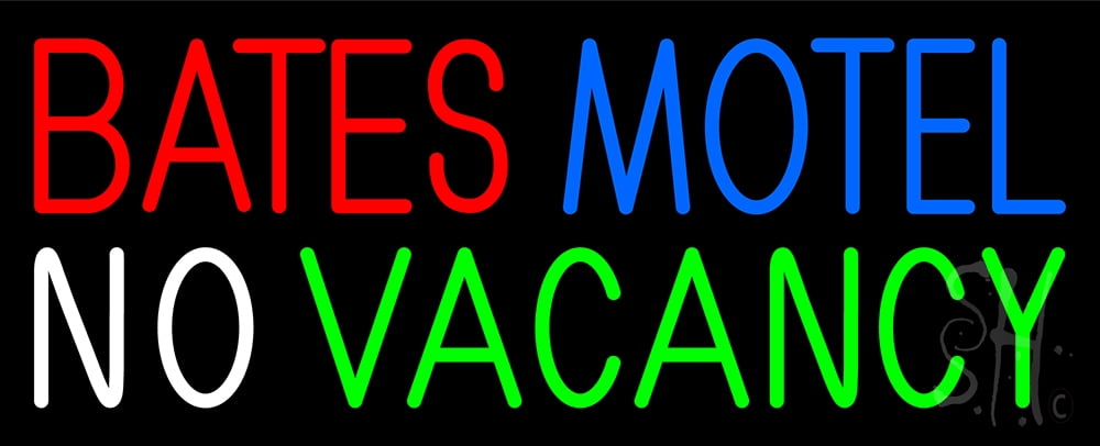 Bates Motel No Vacancy LED Neon Sign 13 x 32 - inches, Black Square Cut ...
