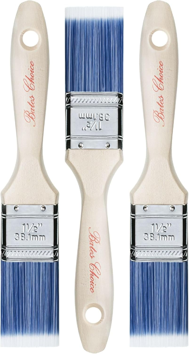 Bates- Paint Brushes, 1.5-Inch, 3 Pack, Treated Wood Handle, Paint ...