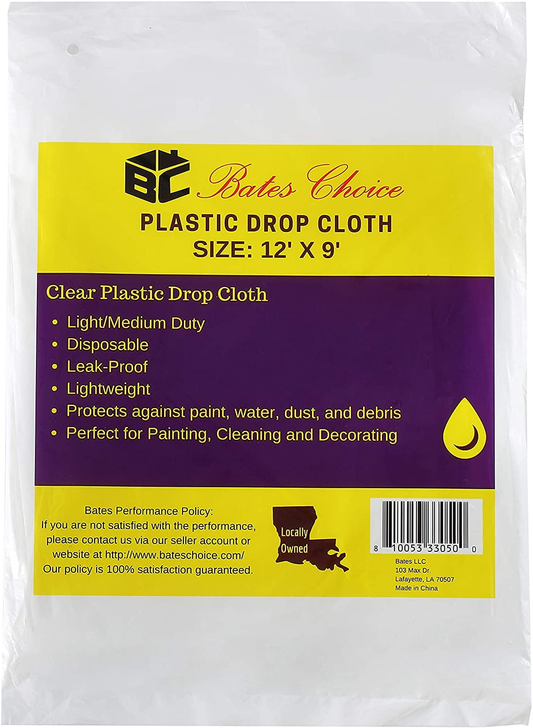 Bates- Plastic Drop Cloth, Drop Cloth 9x12, Plastic Cover, Clear ...